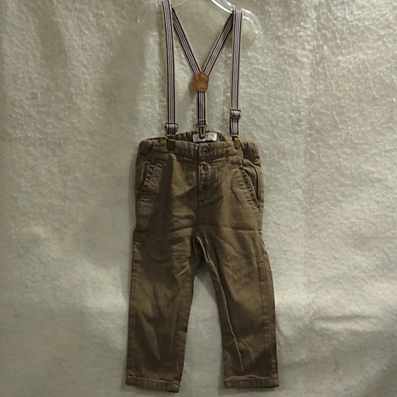 Zara | Bottoms | Zara Tweed Trousers With Stripe Suspenders | Poshmark
